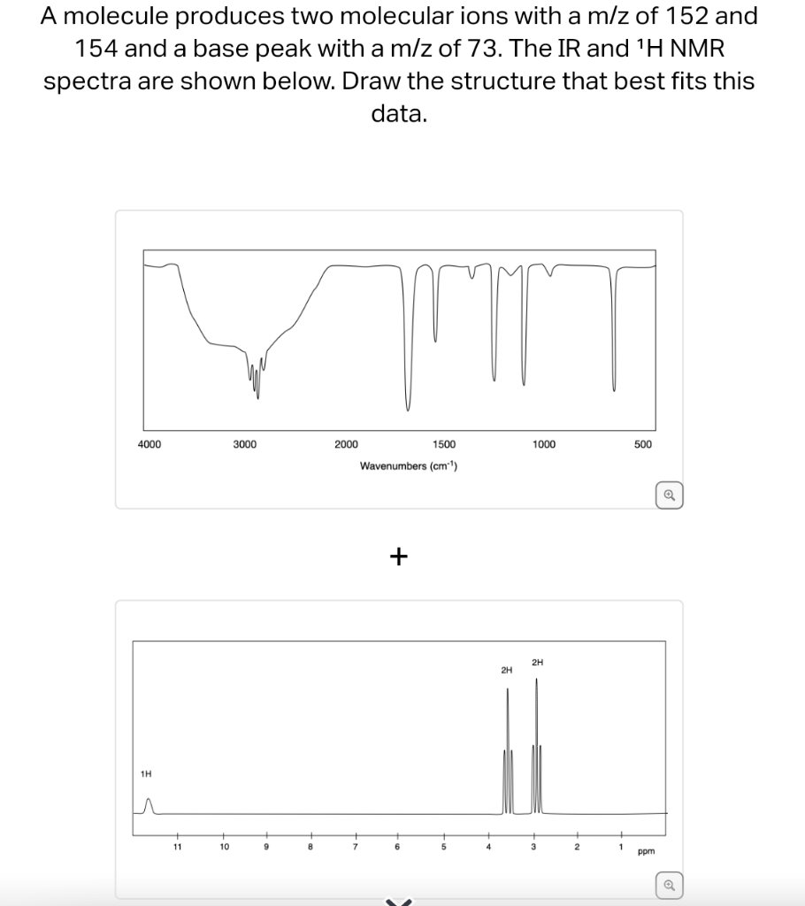 Solved A molecule produces two molecular ions with a m/z of | Chegg.com