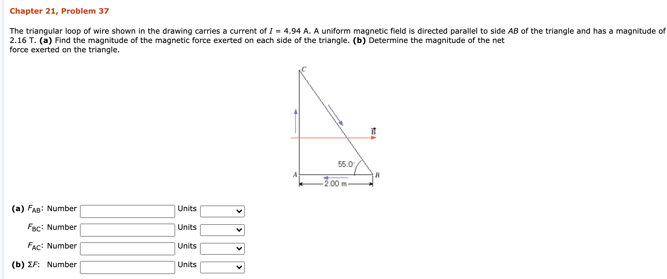 Solved Chapter 21, Problem 37 The triangular loop of wire | Chegg.com