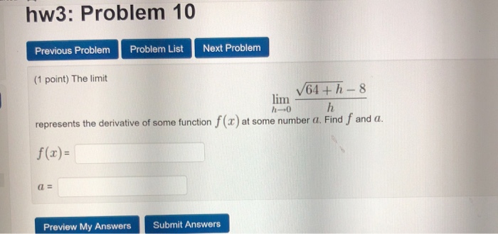 Solved hw3: Problem 10 Previous Problem Problem List Next | Chegg.com