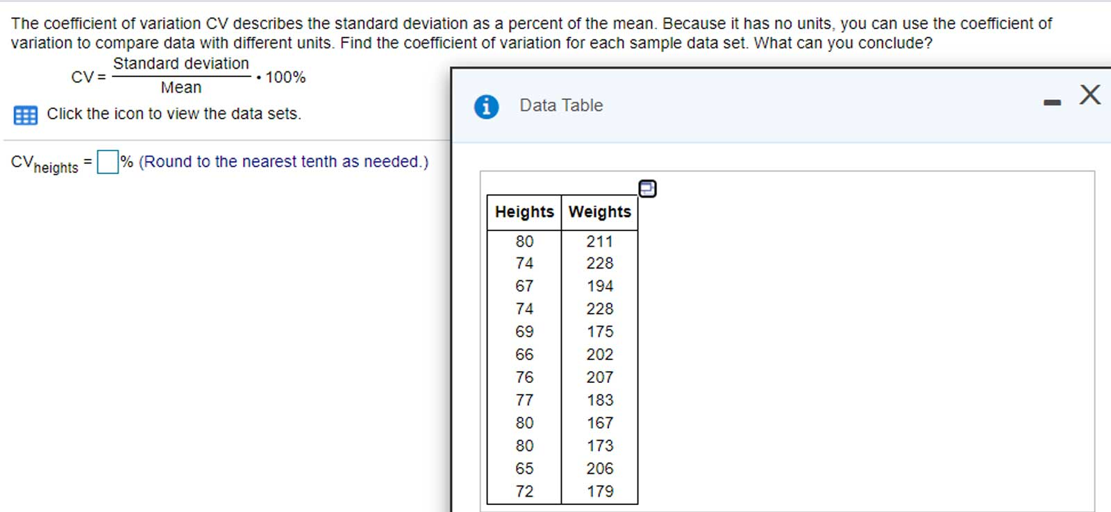 Solved The Coefficient Of Variation Cv Describes The
