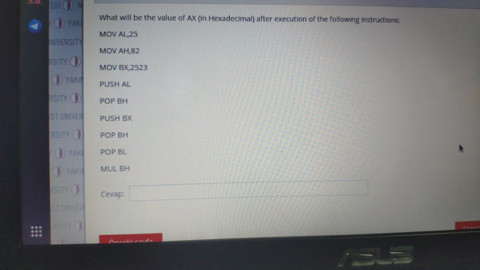 Solved ESI ON What will be the value of AX (in Hexadecimal) | Chegg.com