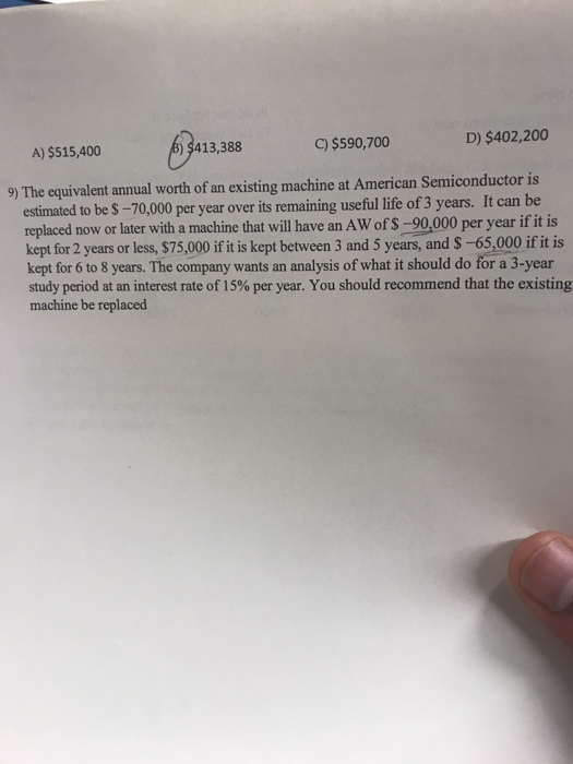 Solved A) $515,400 $413,388 C) $590,700 D) $402,200 e | Chegg.com