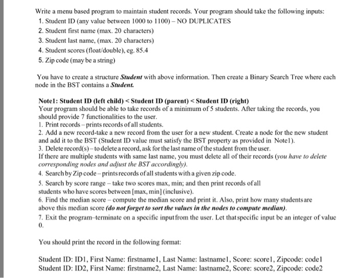 Solved Please Write A Program In C Using Binary