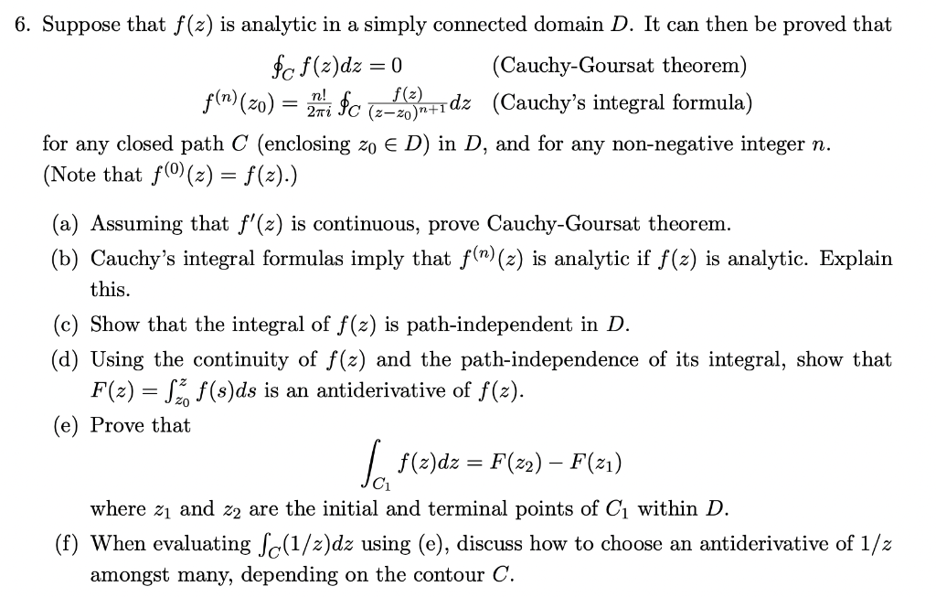 Suppose that f(z) is analytic in a simply connected | Chegg.com
