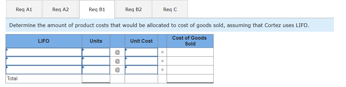 Solved \begin{tabular}{|l|l||l||l||l|} Req A1 & Req A2 & Req | Chegg.com