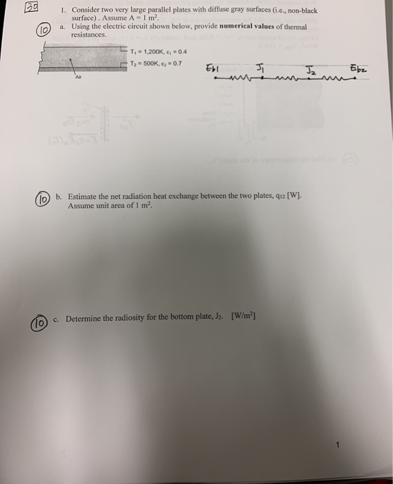 Solved 1 1. Consider two very large parallel plates with | Chegg.com