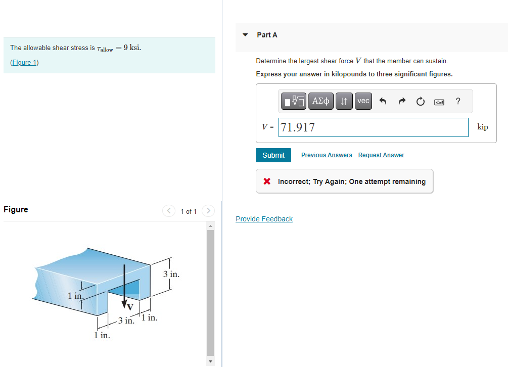 Solved The allowable shear stress is τallow =9ksi. Determine | Chegg.com