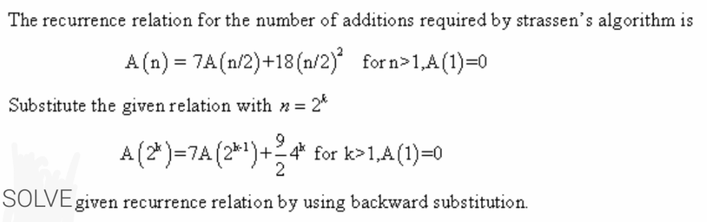 The recurrence relation for the number of additions | Chegg.com