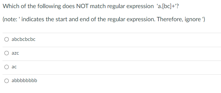 Solved Which of the following does NOT match regular | Chegg.com