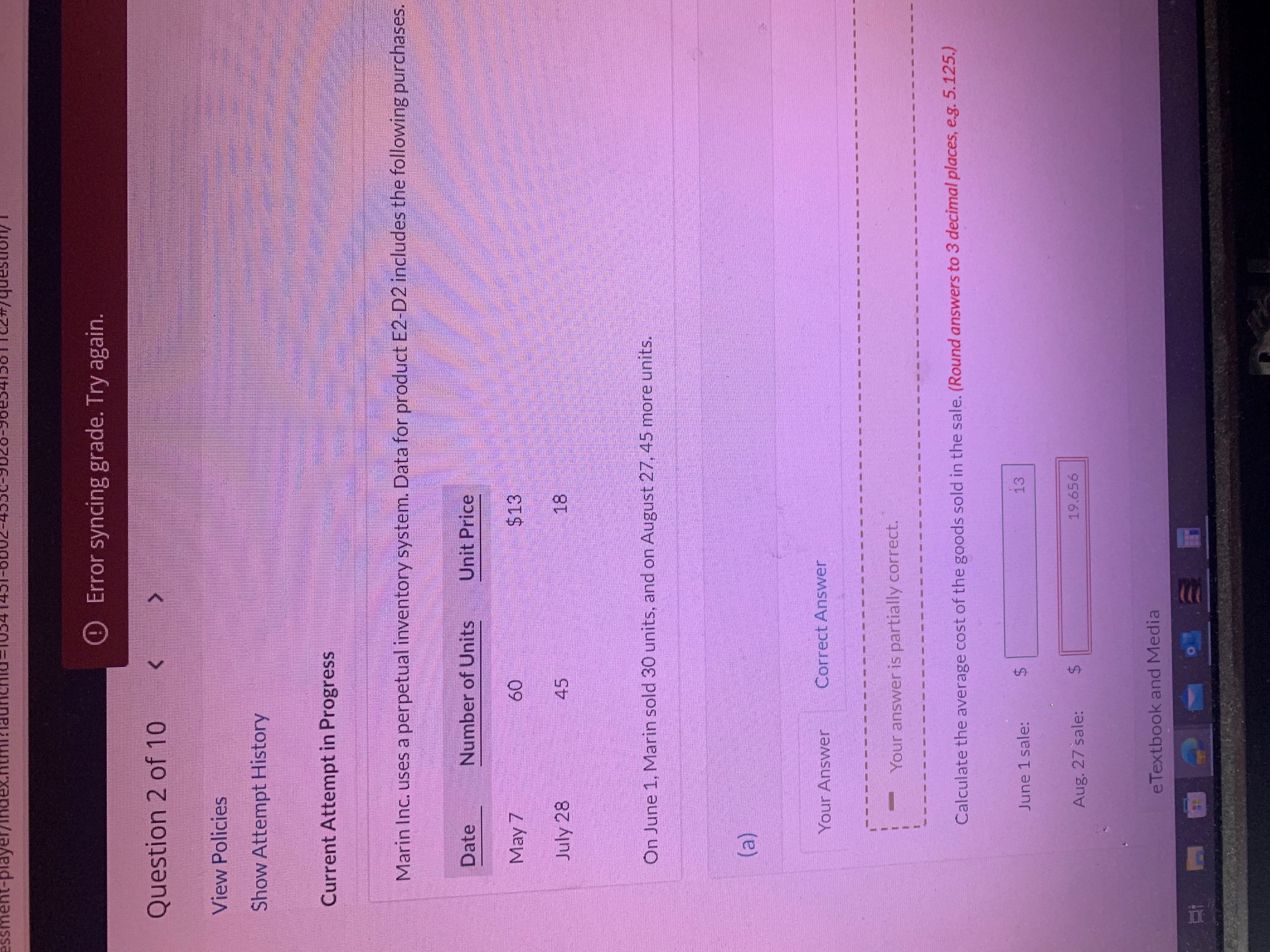 Solved Current Attempt in Progress Marin Inc. uses a | Chegg.com