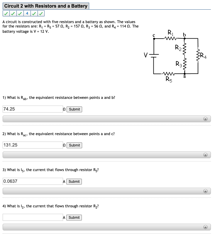 Solved Circuit 2 with Resistors and a Battery A circuit is | Chegg.com