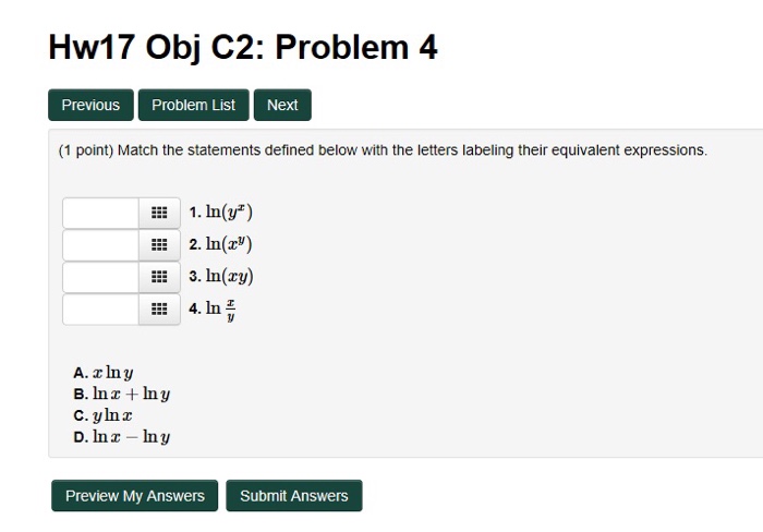Solved Hw17 Obj C2: Problem 4 Previous Problem List Next (1 | Chegg.com