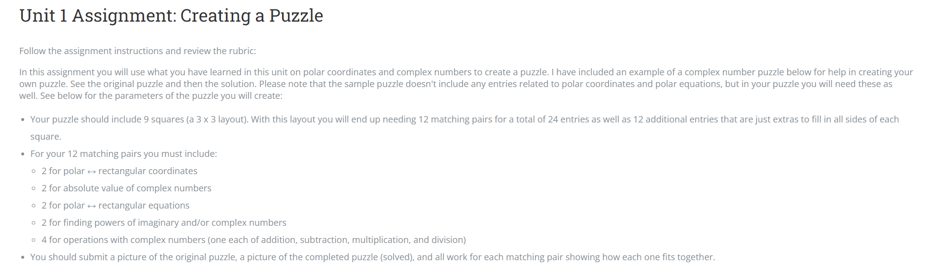 Solved Unit 1 Assignment: Creating a Puzzle Follow the | Chegg.com