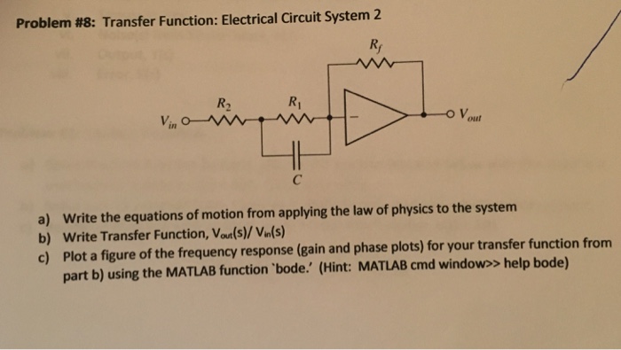 Solved Problem #8: Transfer Function: Electrical Circuit | Chegg.com