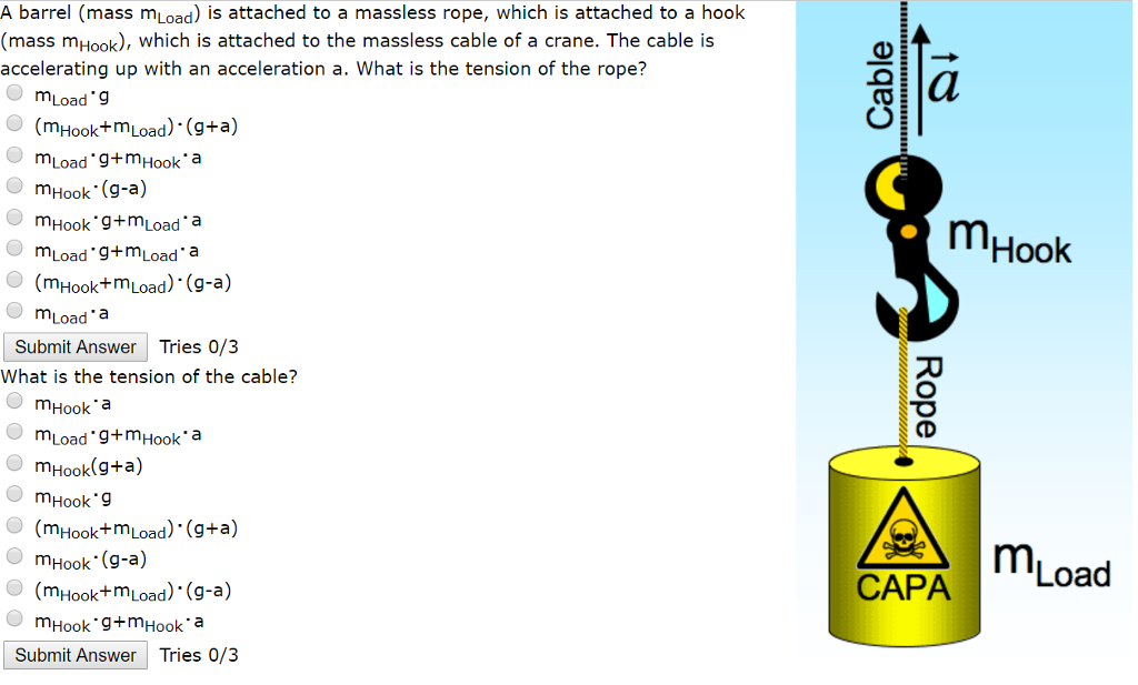 Solved A barrel (mass mLoad is attached to a massless rope, | Chegg.com