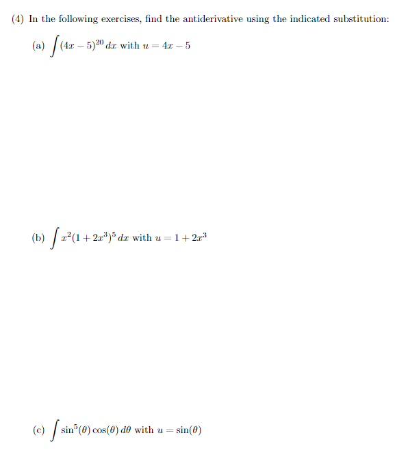 Solved (4) In the following exercises, find the | Chegg.com