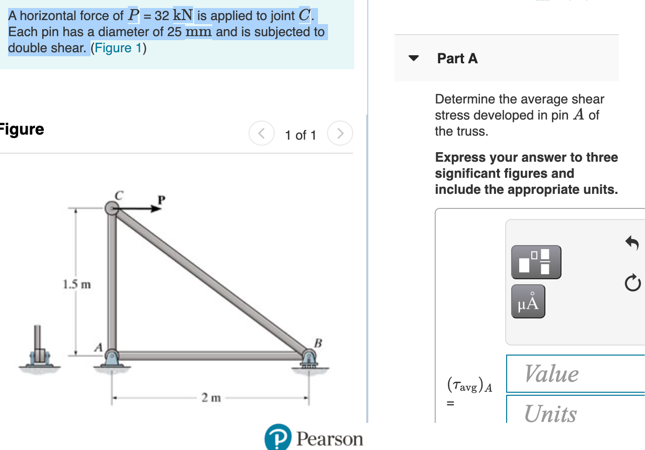 Solved A horizontal force of P = 32 kN is applied to joint | Chegg.com