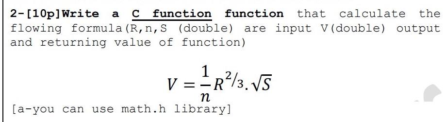 Solved 2 10p Write A C Function Function That Calculate 7329