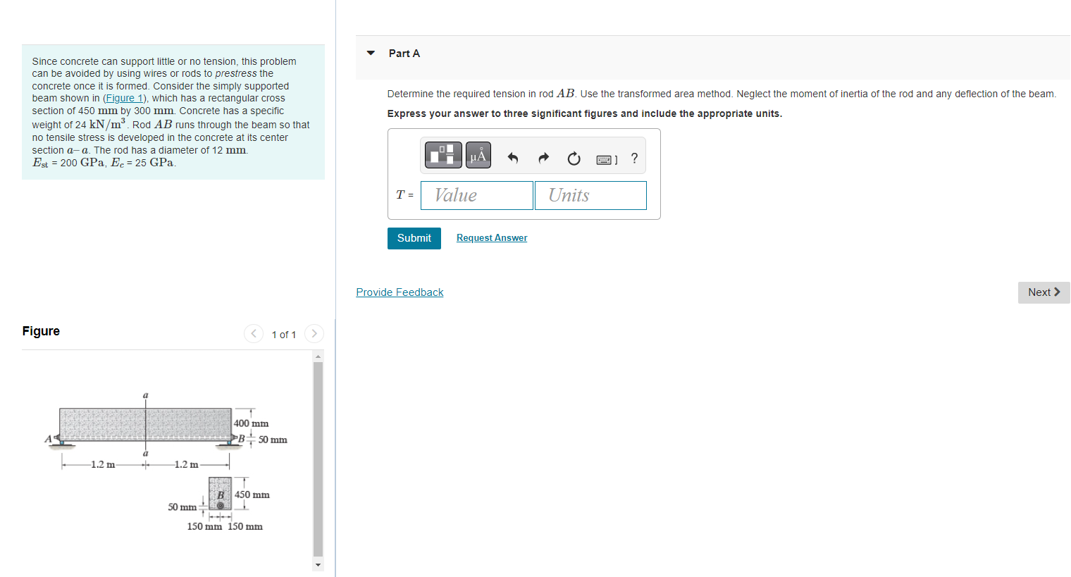 Solved Since concrete can support little or no tension, this | Chegg.com