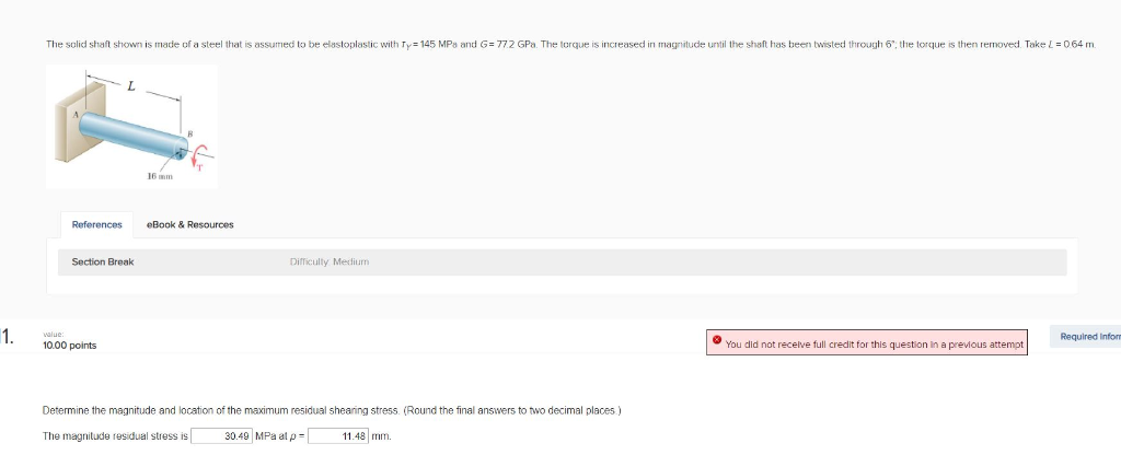 Solved The solid shaft shown is made of a steel that is | Chegg.com