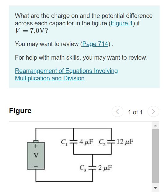 Solved What are the charge on and the potential difference | Chegg.com