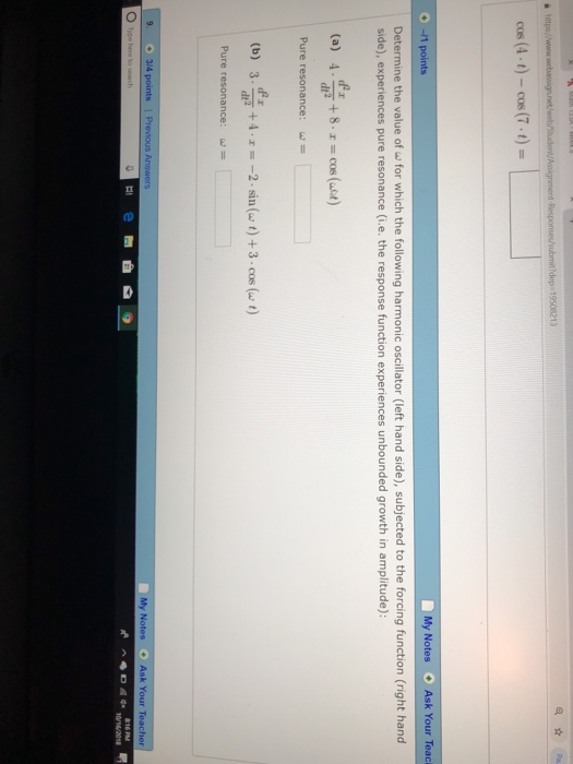 Solved Cos 4 T cos 7 t My Notes Ask Your Teaci 11 Chegg solved-cos-4-t-cos-7-t-my-notes-ask-your-teaci-11-chegg