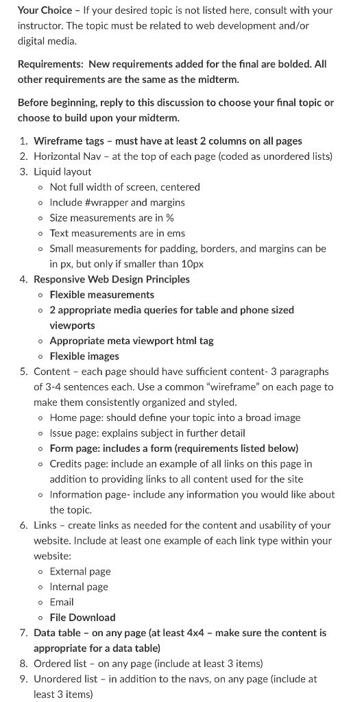 Solved Objective: This final project will be a review of all | Chegg.com