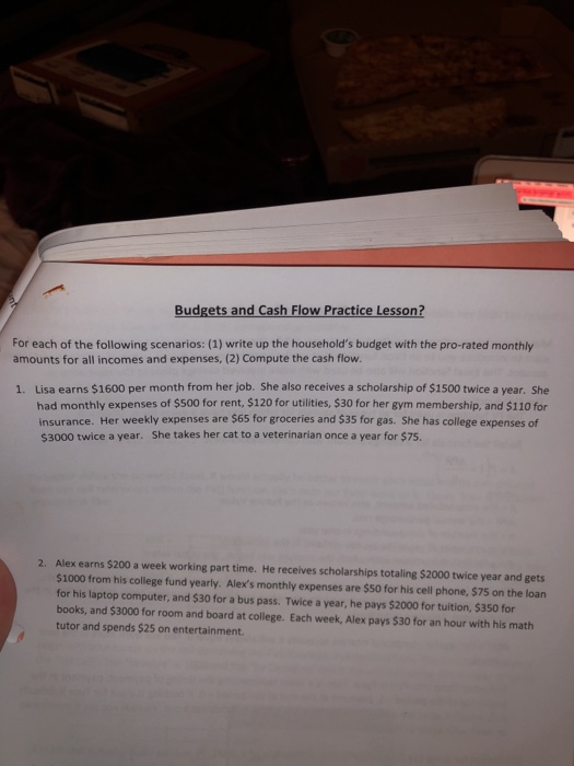 Solved Budgets and Cash Flow Practice Lesson? For each of | Chegg.com