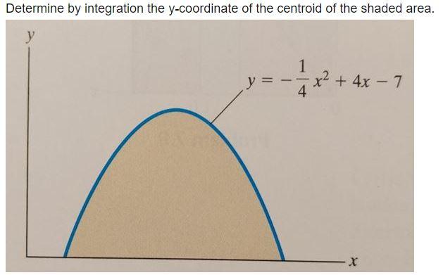 Solved Determine by integration the y-coordinate of the | Chegg.com