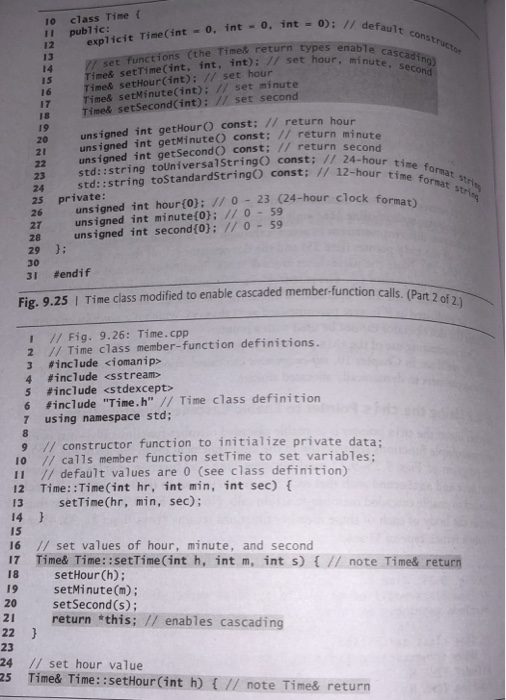Solved I // Fig. 9.25: Time.h 2 // Time class modified to | Chegg.com