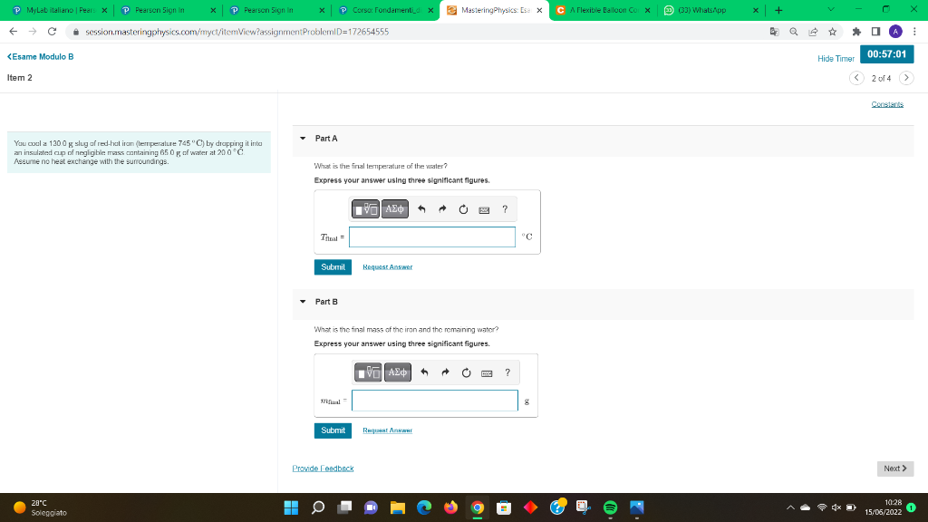 P MyLab italiano | Pears x P Pearson Sign In ← | Chegg.com
