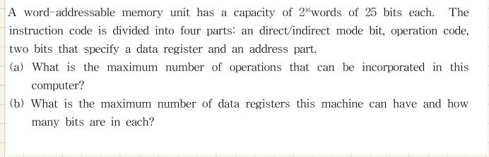 Solved A word-addressable memory unit has a capacity of 216 | Chegg.com