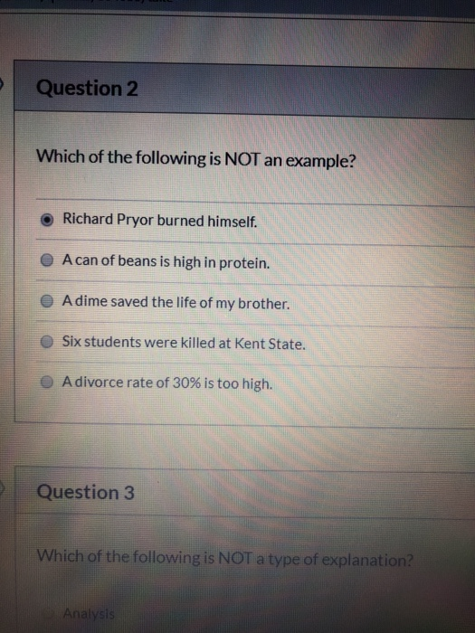 Solved Question 2 Which of the following is NOT an example? | Chegg.com