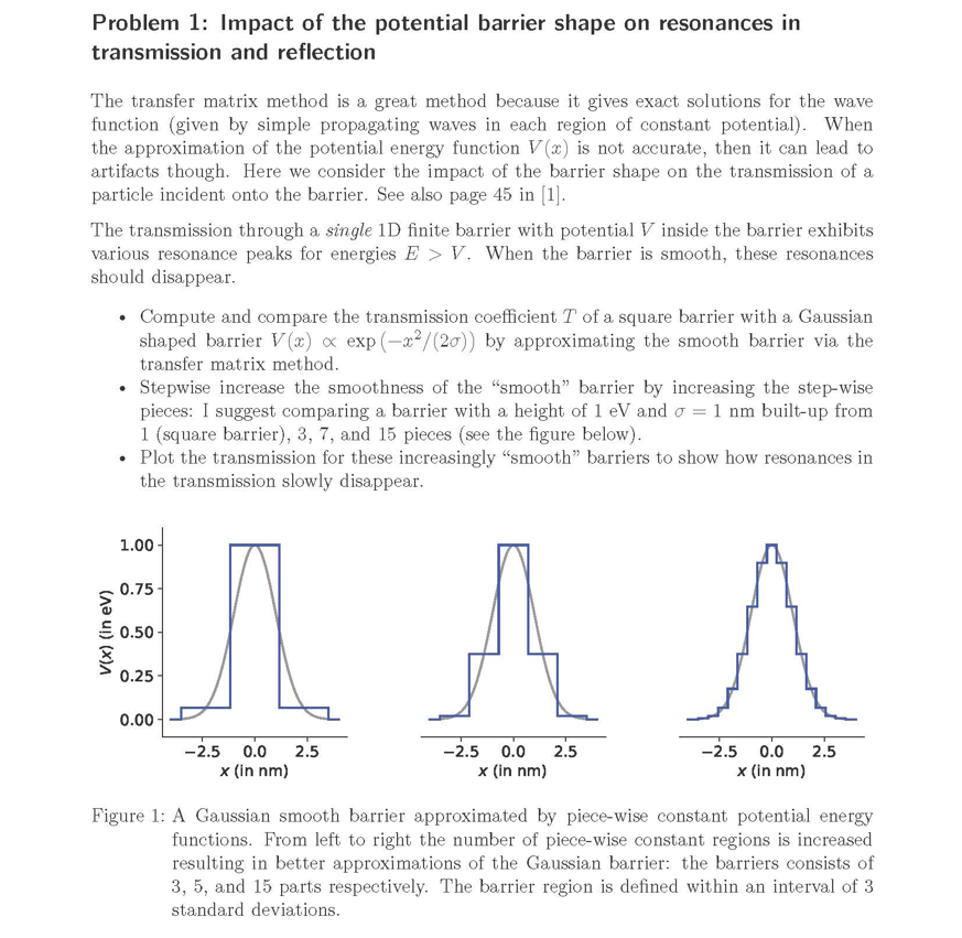 Solved Problem 1: Impact of the potential barrier shape on | Chegg.com