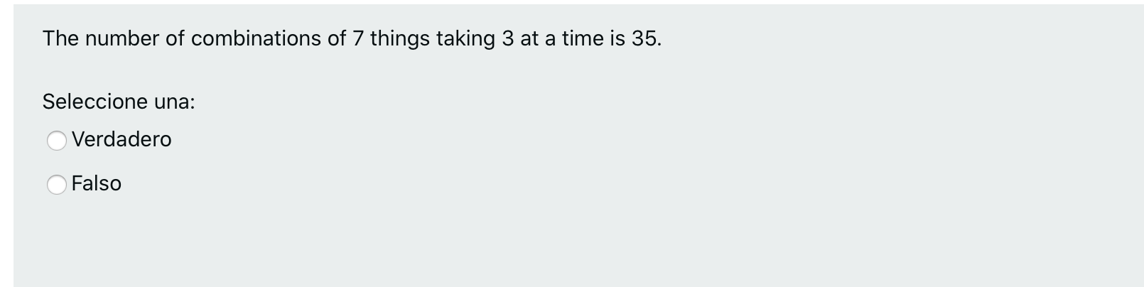 Solved The number of combinations of 7 things taking 3 at a | Chegg.com
