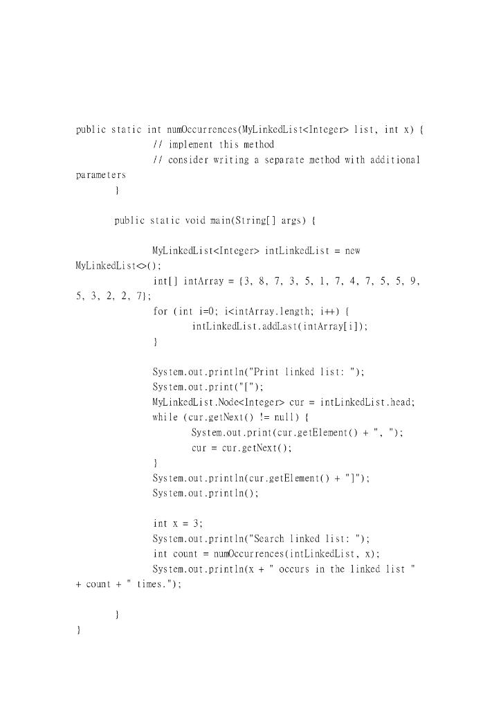 Solved please use this public class MyLinkedList | Chegg.com