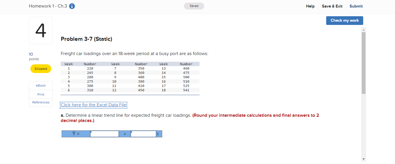 Solved Homework 1 - Ch.3 i 4 10 points Skipped eBook Print | Chegg.com