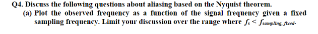 Solved Q4. Discuss the following questions about aliasing | Chegg.com