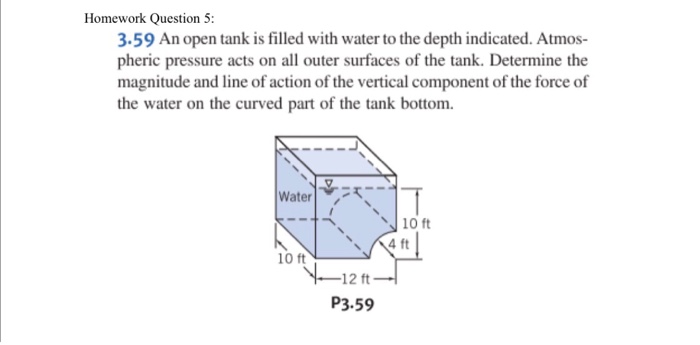 Solved An open tank is filled with water to the depth | Chegg.com