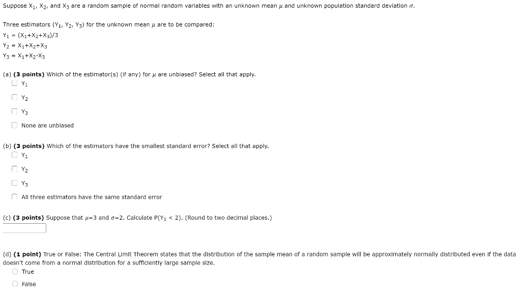 Solved Suppose X1, X2, and X3 are a random sample of normal | Chegg.com