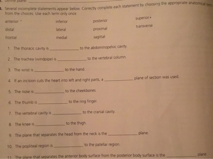 Solved . Derthe plane . Several incomplete statements appear | Chegg.com