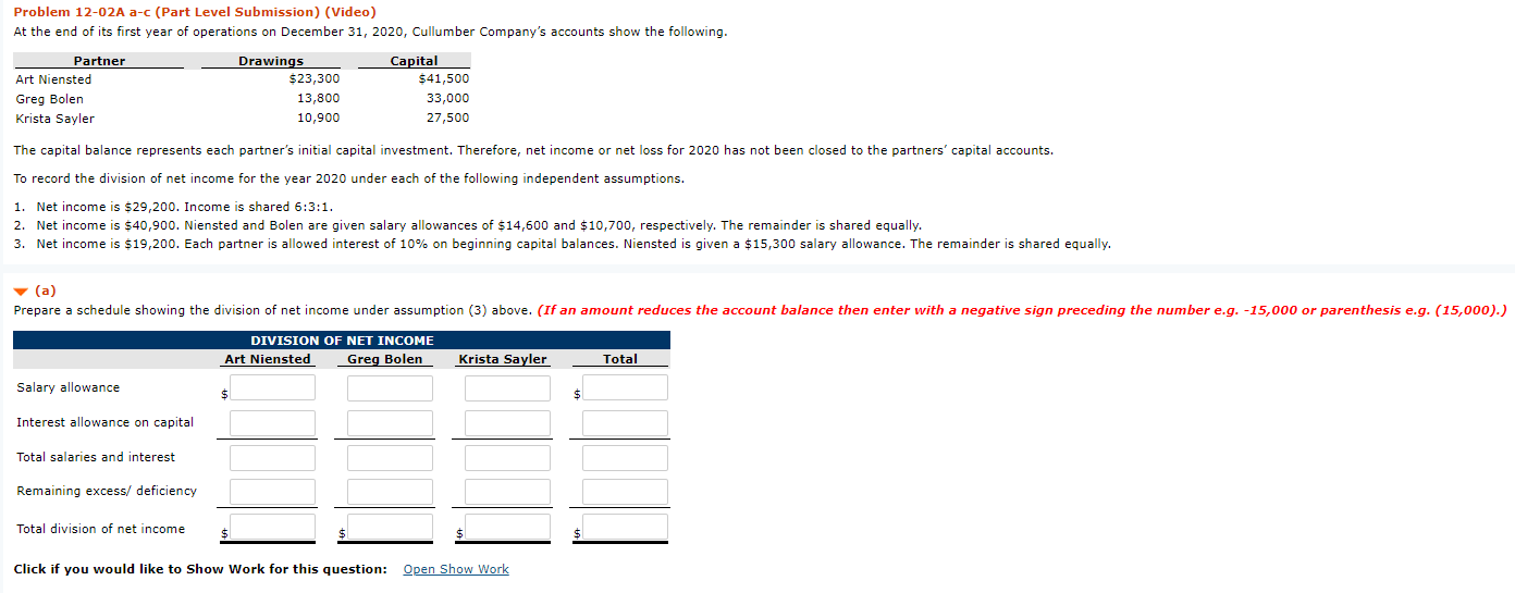 Solved Problem 12-02A a-c (Part Level Submission) (Video) At | Chegg.com