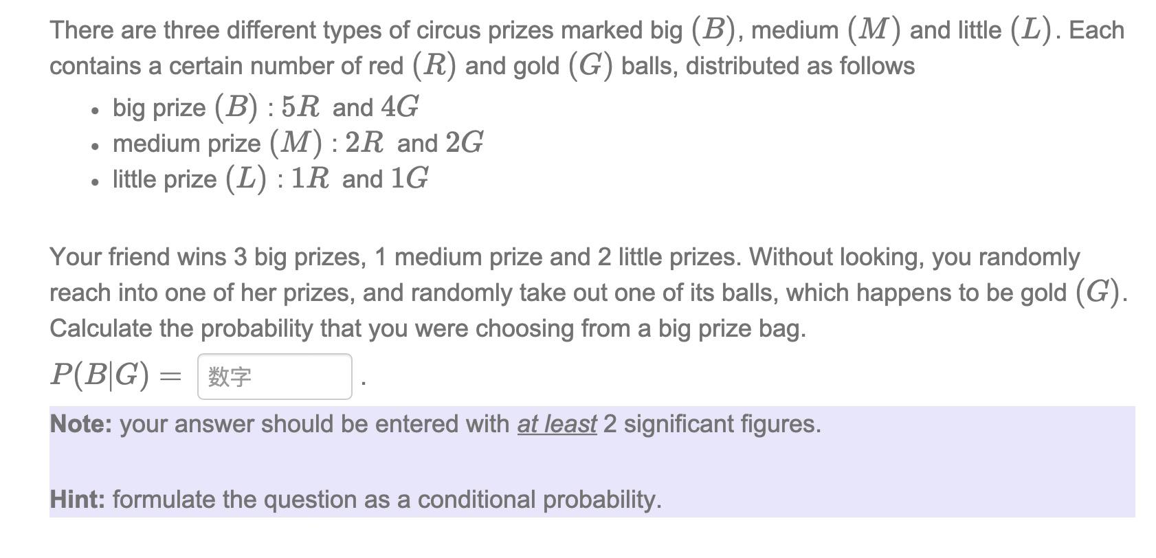 Solved There are three different types of circus prizes | Chegg.com