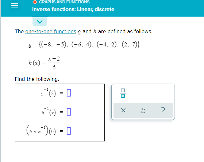 Solved E OGRAPHS AND FUNCTIONS Inverse functions: Linear, | Chegg.com
