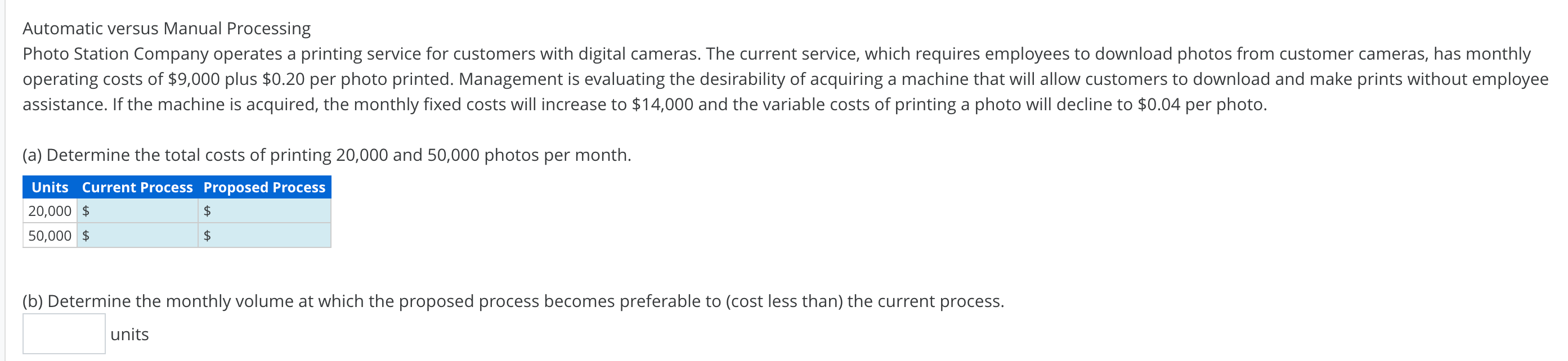 Solved Automatic versus Manual Processing assistance. If the | Chegg.com