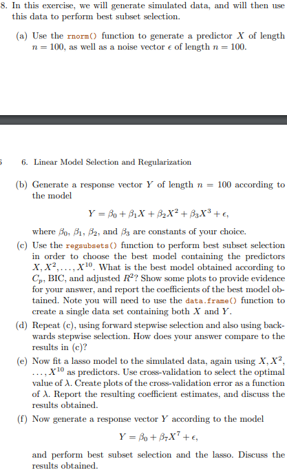 Solved 8. In this exercise, we will generate simulated data, | Chegg.com