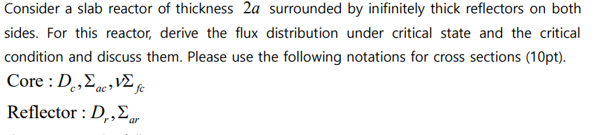 Solved Consider a slab reactor of thickness 2a surrounded by | Chegg.com