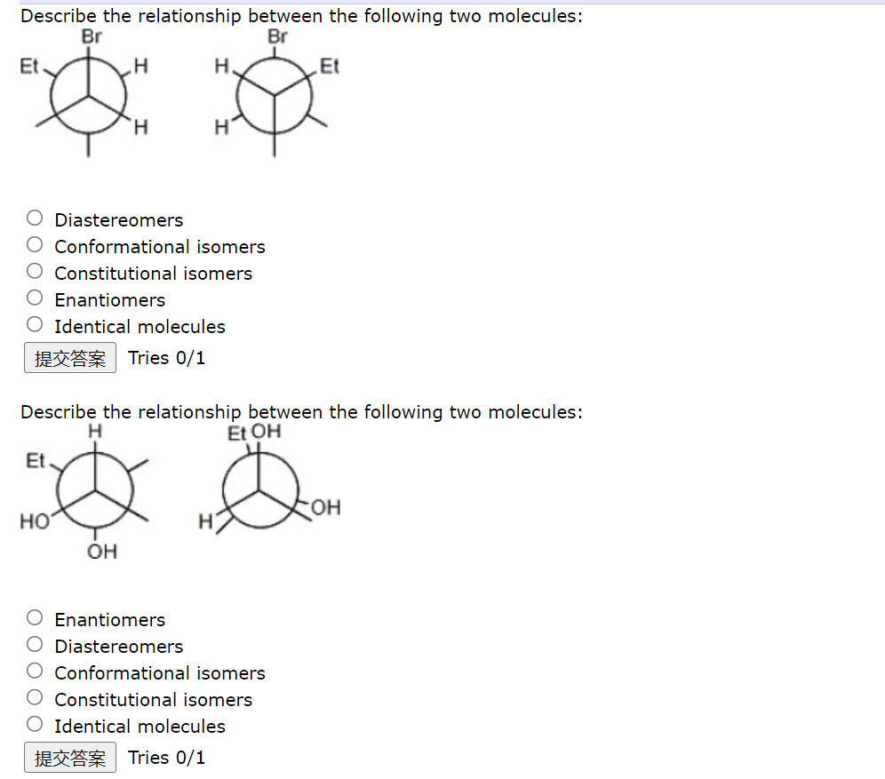 Solved Diastereomers Conformational isomers Constitutional | Chegg.com