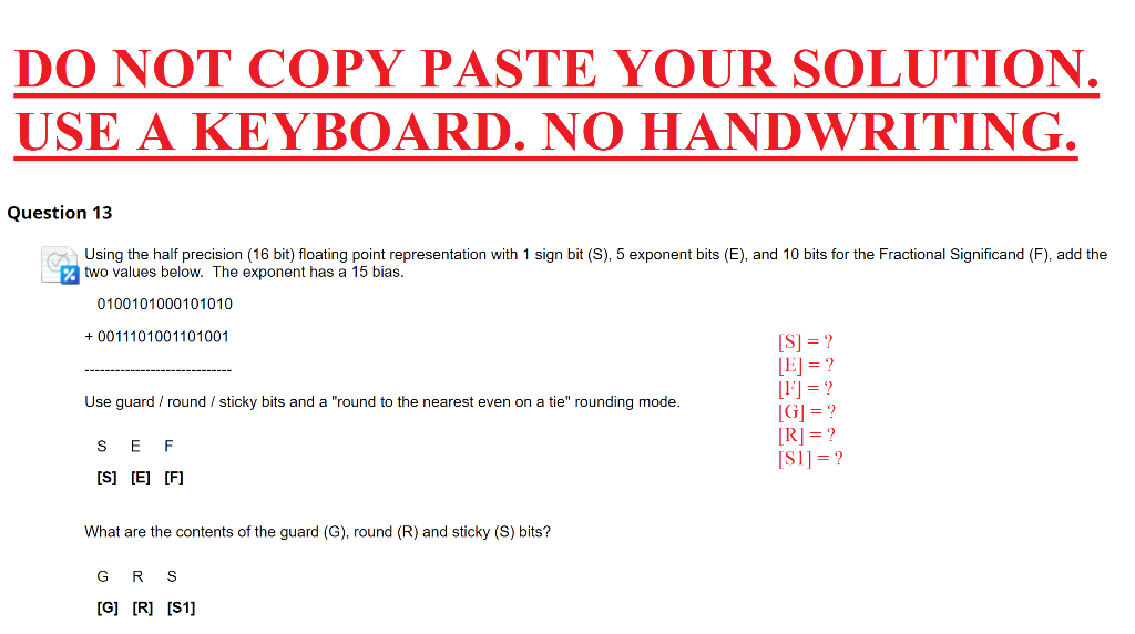 DO NOT COPY PASTE YOUR SOLUTION. USE A KEYBOARD. NO | Chegg.com