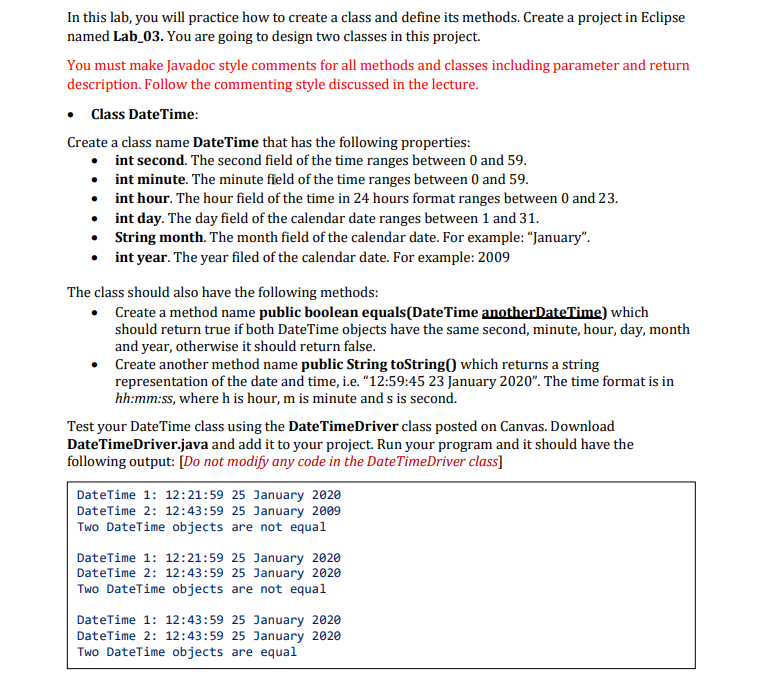 Solved In this lab, you will practice how to create a class | Chegg.com